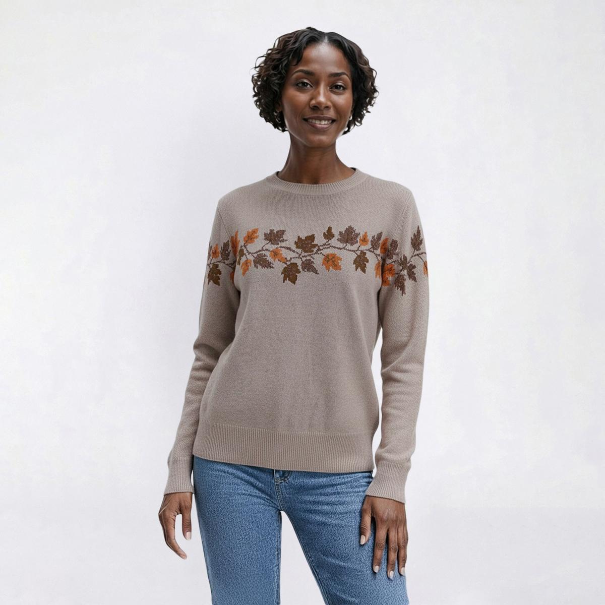 Click here for Womens Retrology Long Sleeve Crew Neck Lurex Leaf... prices